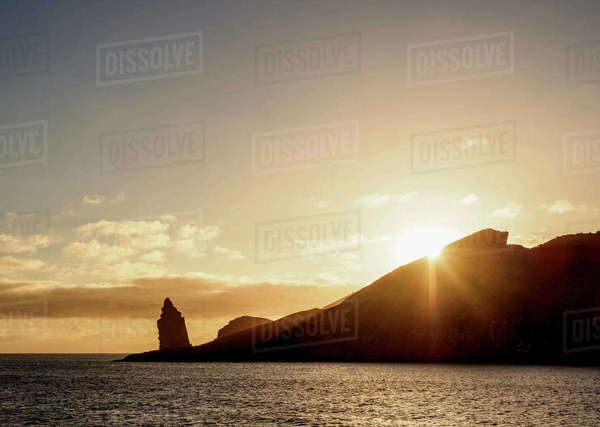 Pinnacle Rock on Bartolome Island at sunrise, Galapagos, UNESCO World ...