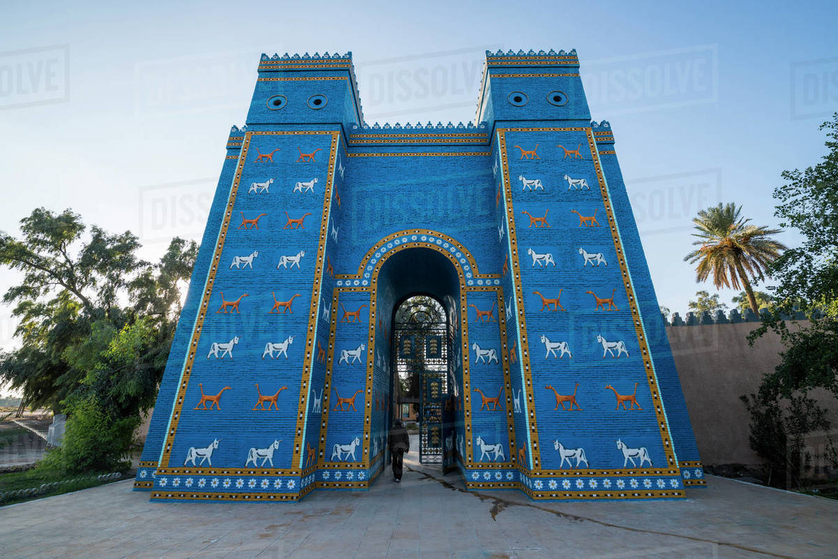 Reconstructed Ishtar Gate, Babylon, Iraq, Middle East - Royalty-free ...
