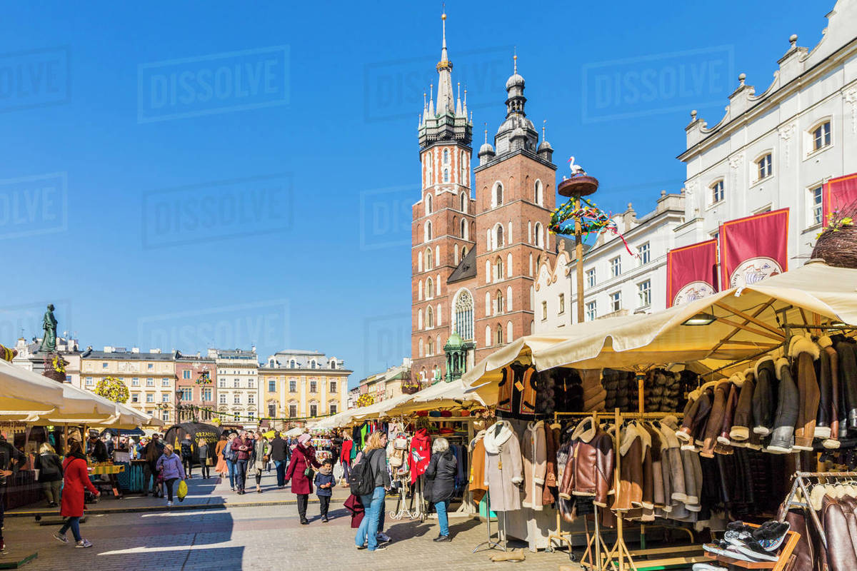 St. Mary's Basilica in the main square in the medieval old town of ...