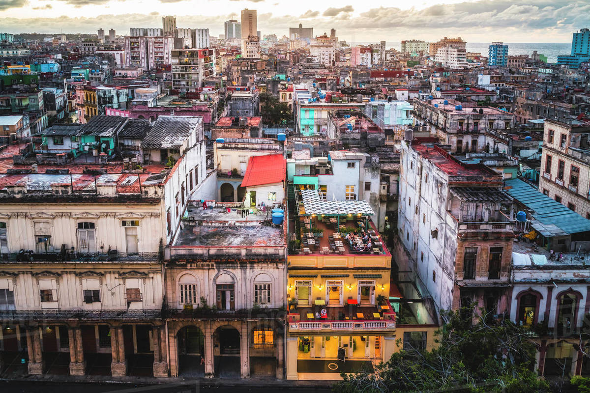 La Habana skyline at sunset, Havana, Cuba, West Indies, Caribbean ...