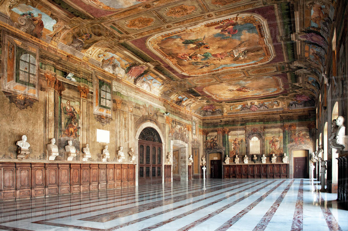 Painted ceiling of Castel Capuano (Capuano Castle), Naples, Campania ...