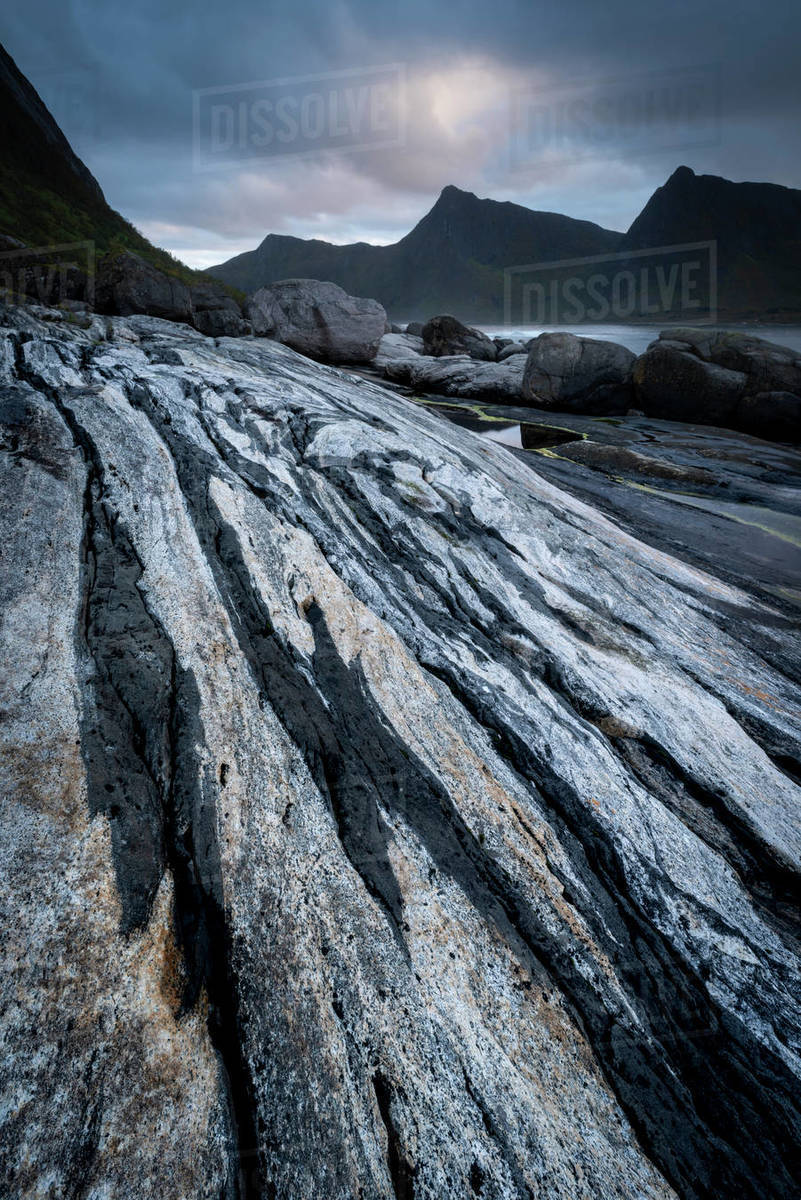 Rock formations, Tungeneset, Senja, Norway, Scandinavia, Europe ...