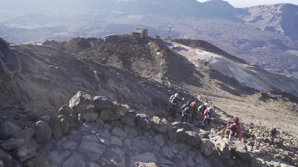 Hiking down from the top of the El Teide volcano, El Teide National ...