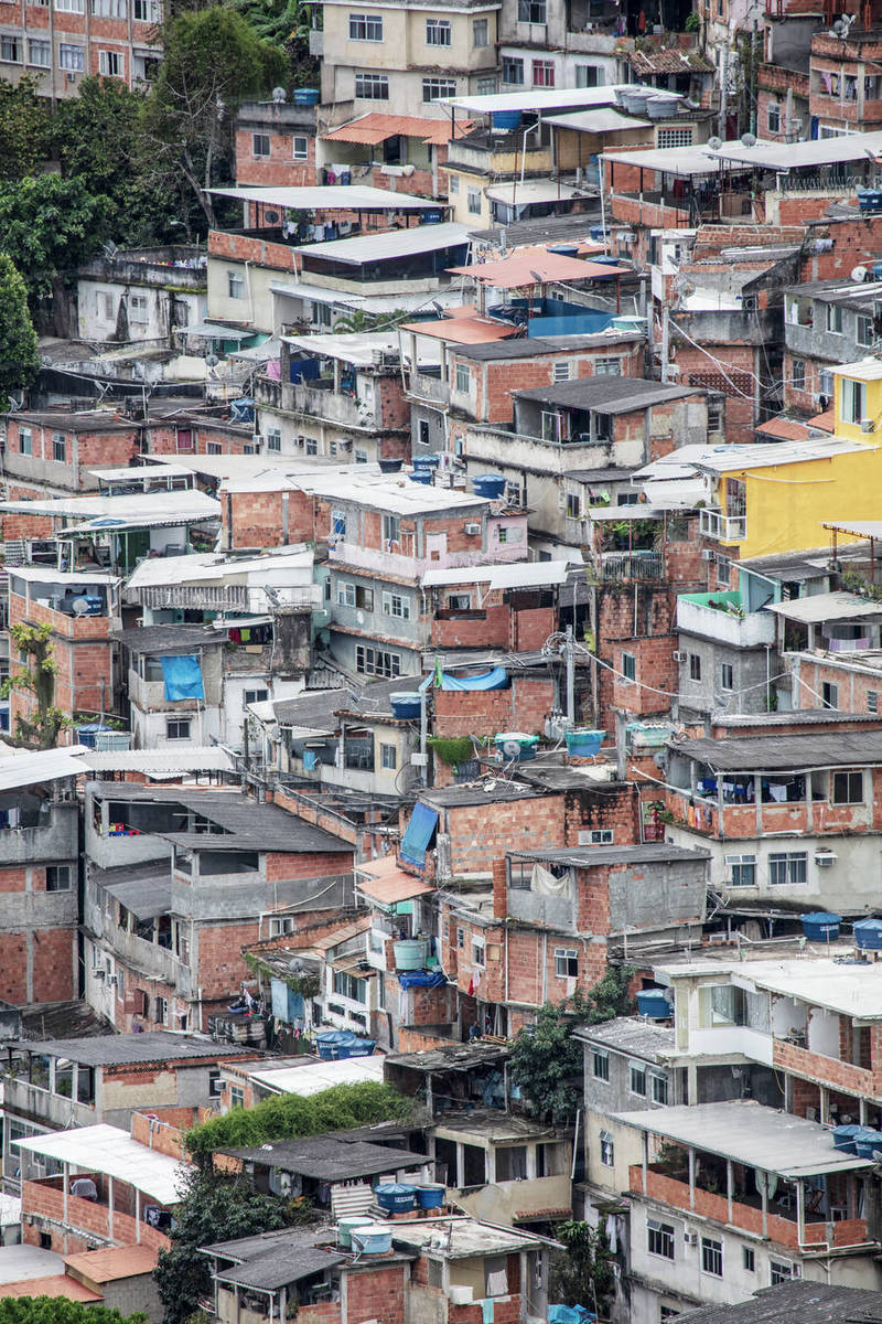 Detailed view of poor housing in the Pavao Pavaozinhao favela slum, Rio ...