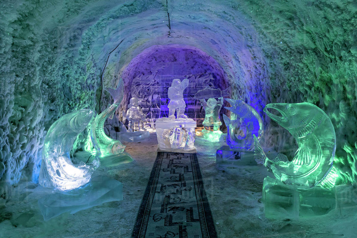 Colourful ice sculptures in the Permafrost kingdom, Yakutsk, Sakha ...