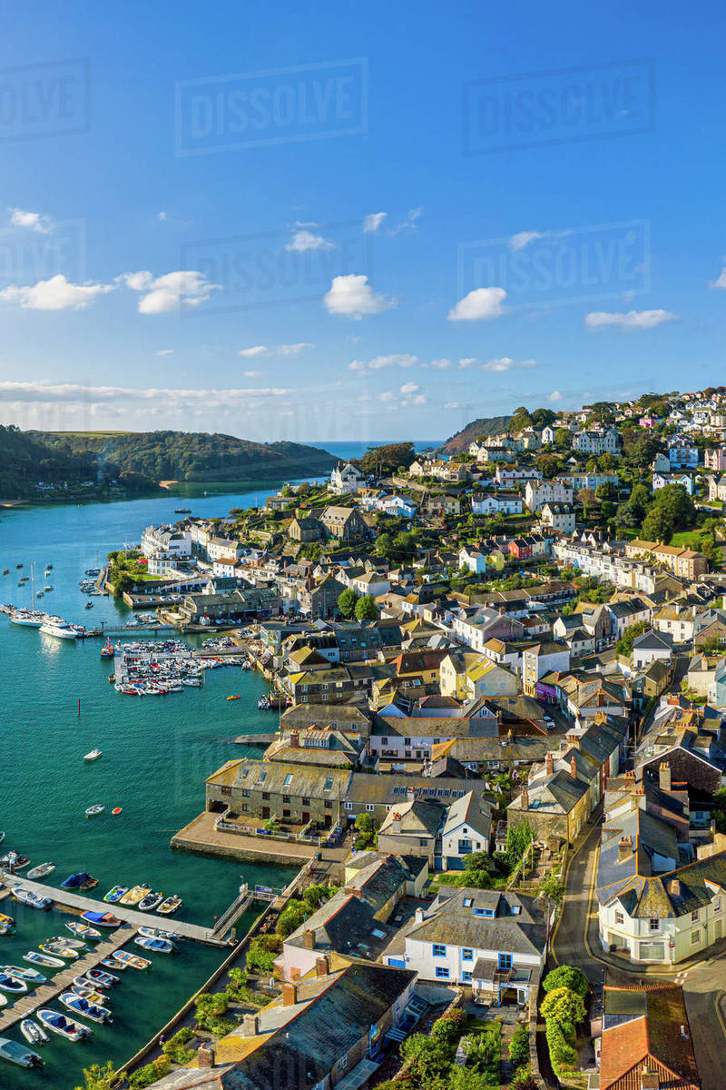 Aerial view of Salcombe on the Kingsbridge Estuary, Devon, England ...