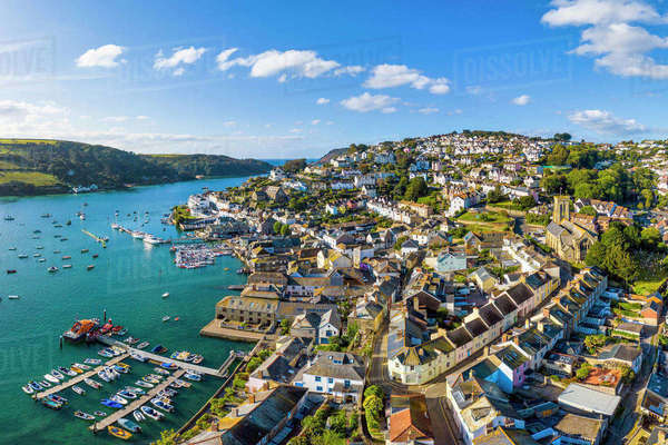 Aerial view of Salcombe on the Kingsbridge Estuary, Devon, England ...