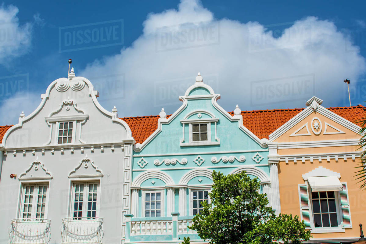 Architecture, detail of buildings, Oranjestad, Aruba, ABC Islands ...