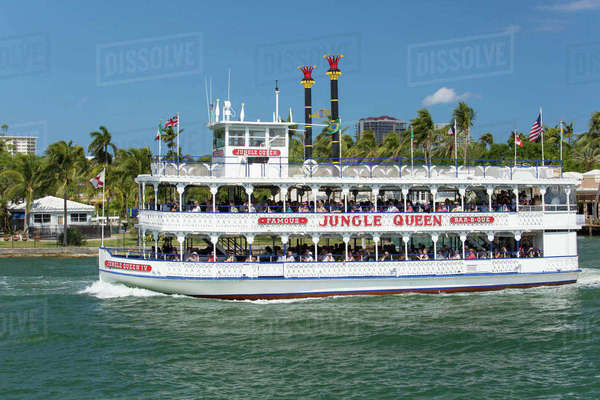 Historic riverboat, the Jungle Queen, cruising along the Intracoastal ...