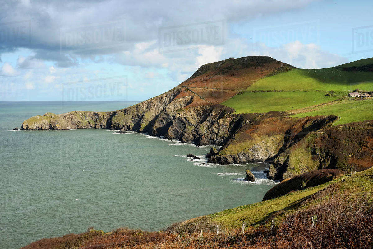 Lochtyn Peninsula's eroded cliffs at Llangrannog, The Giant Bica's rock ...