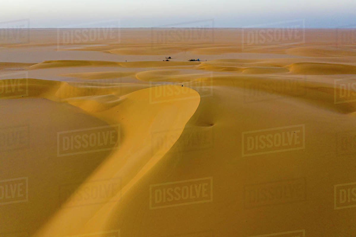 Aerials of sand dunes at sunset, Dirkou, Djado Plateau, Niger, West ...