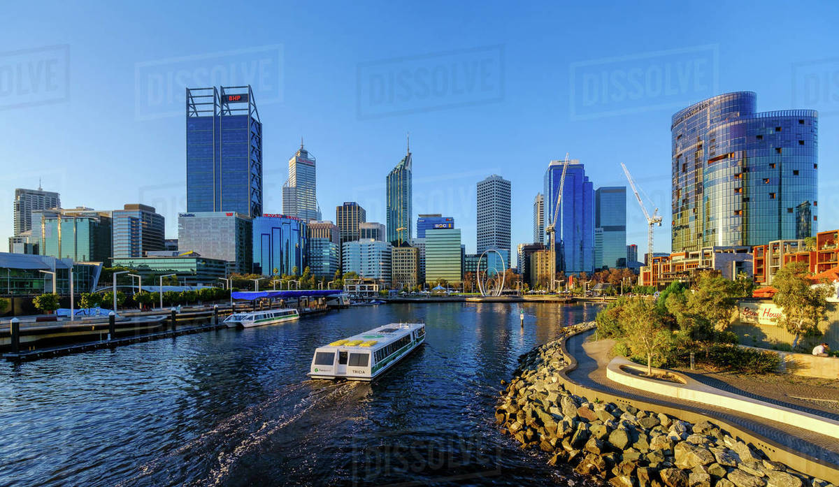 Passenger ferry transporting people from South Perth to city centre ...