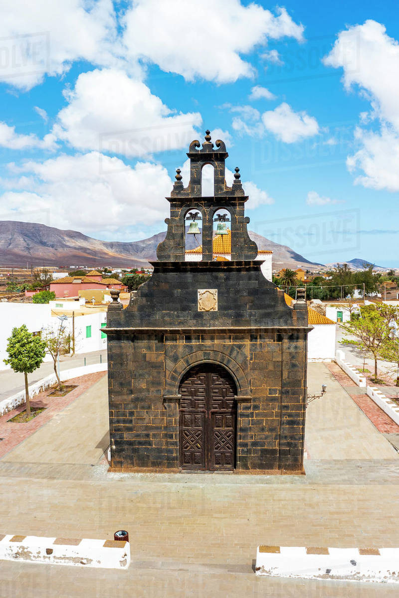 Black facade of St. Anne church built with basalt volcanic stones ...