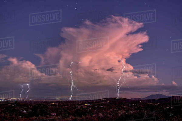 Isolated storm cell passing over the Prescott area of Arizona in the ...