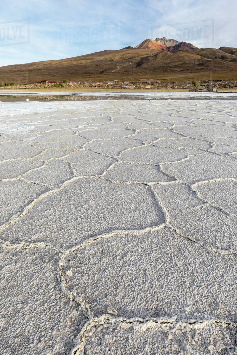 The salt flats near Coqueza, a small town near the Thunupa Volcano ...