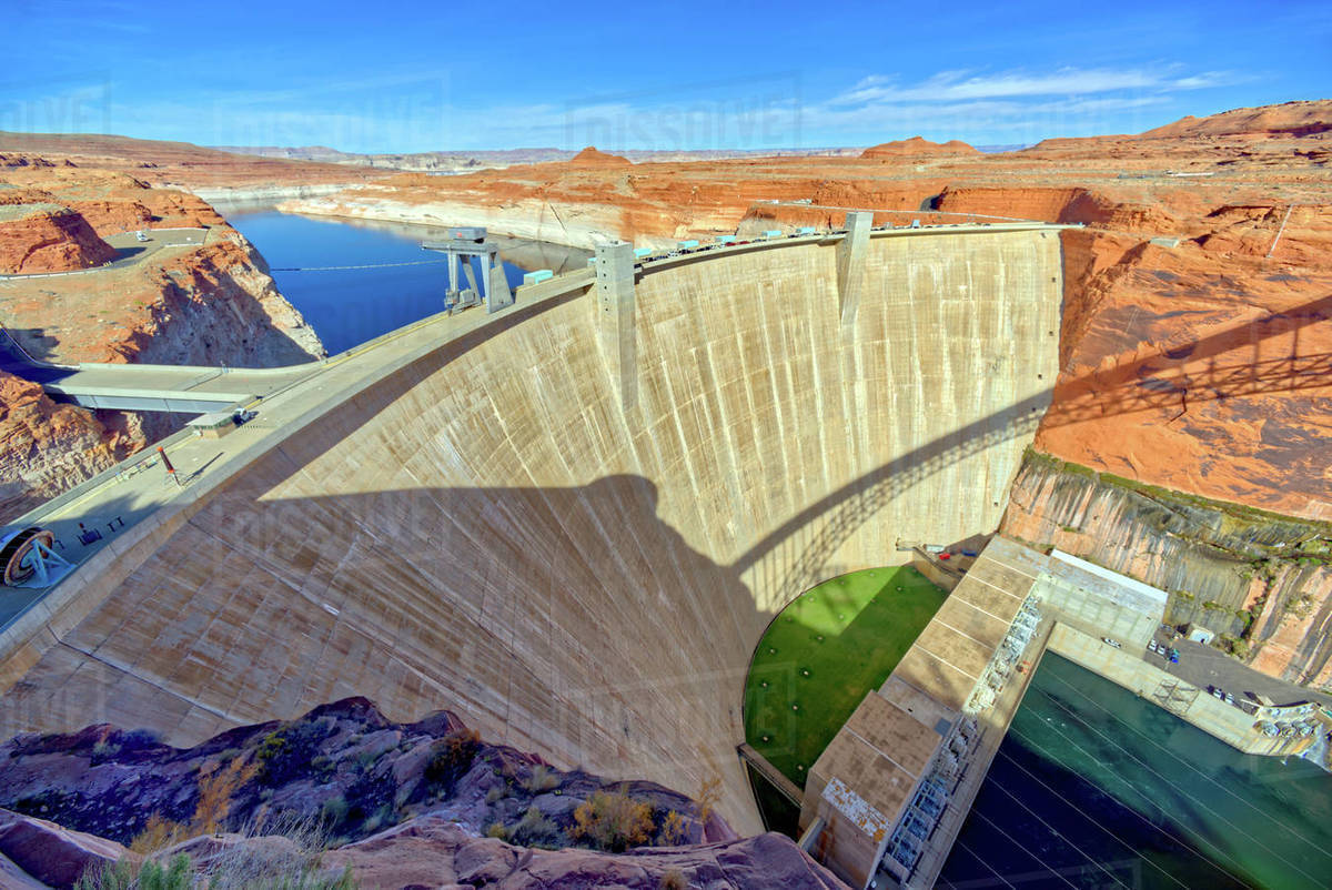 Front view of the historic Glen Canyon Dam in Page, viewed from the ...
