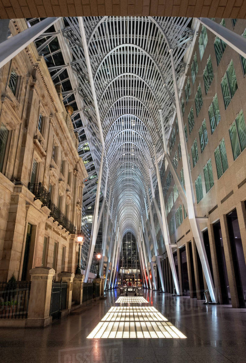 The Allen Lambert Galleria at night, nicknamed the Crystal Cathedral of ...