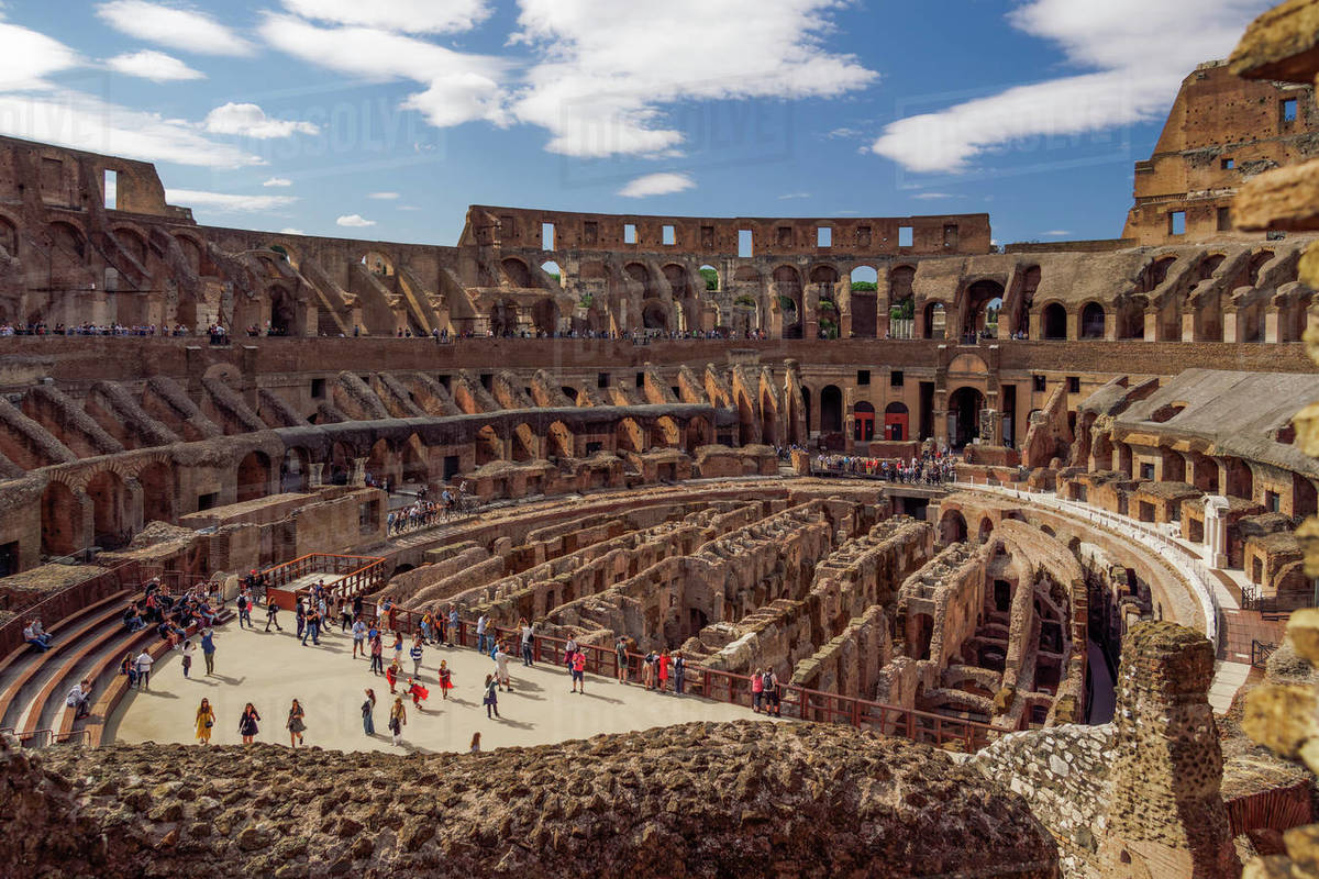 Colosseum amphitheater, arena panoramic interior, UNESCO World Heritage ...