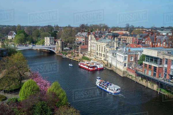 York river boat cruise on the River Ouse and Lendal bridge, York city ...