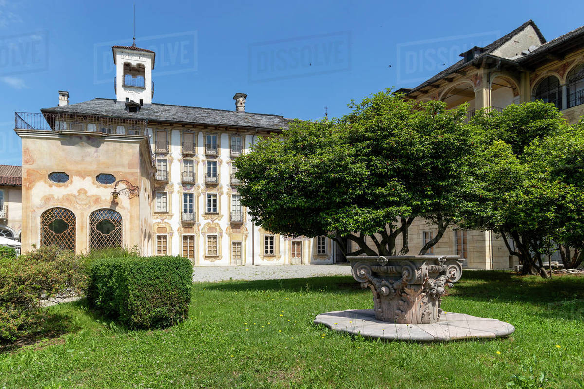 Villa Nigra, historic building in the center of the town of Miasino ...