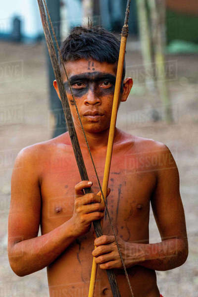 Young man from the Yanomami tribe, southern Venezuela, South America ...