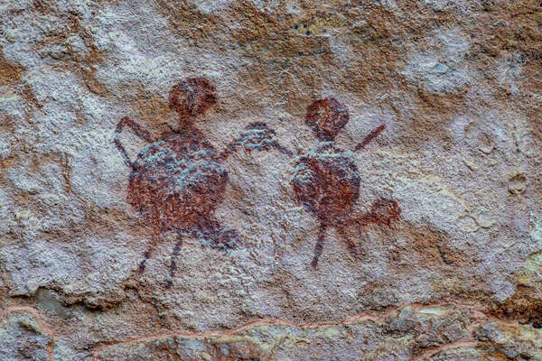 Rock art painting at Pedra Furada, Serra da Capivara National Park ...
