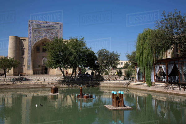 Lyabi Khauz Lake, Nodir Devonbegi Tekke in the background, Bukhara ...