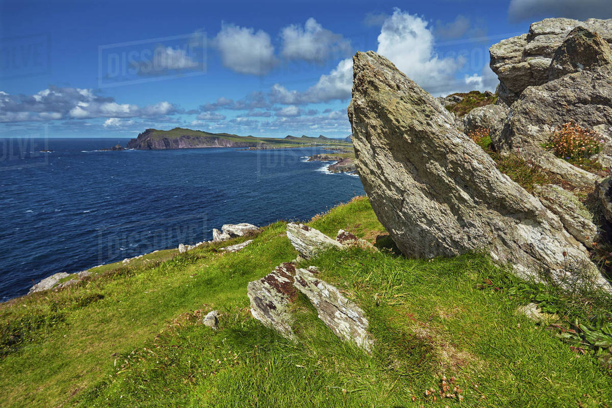 A view from Clogher Head towards Sybil Point, at the western end of the ...