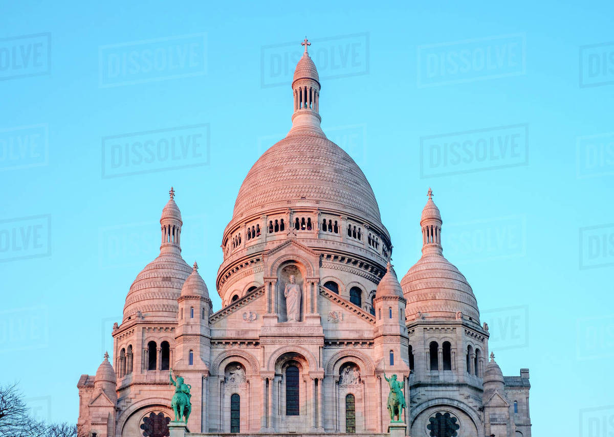 Basilica of Sacre Coeur at sunset, Montmartre, Paris, France, Europe ...