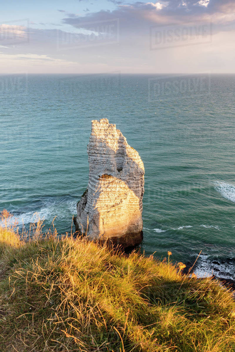 Pinnacle in the ocean, Etretat, Normandy, France, Europe - Royalty-free ...