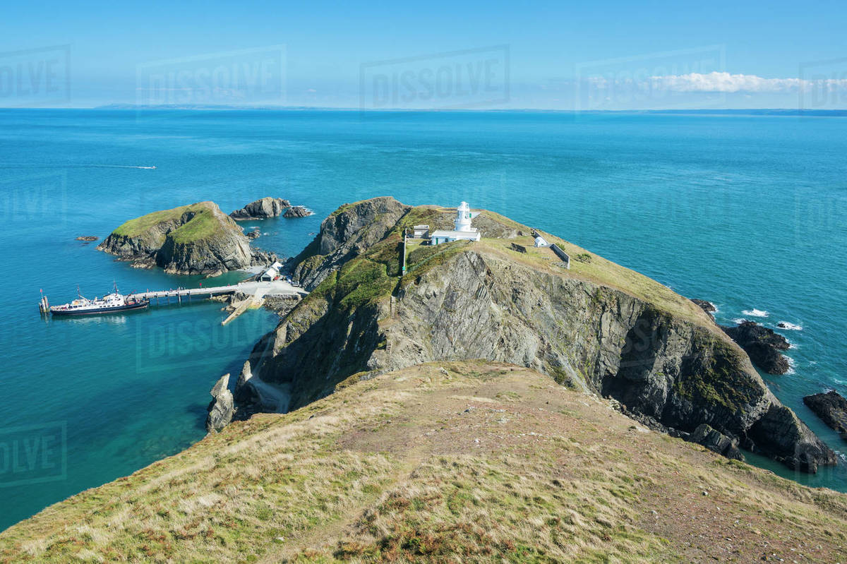 Harbour of the island of Lundy, Bristol Channel, Devon, England, United ...
