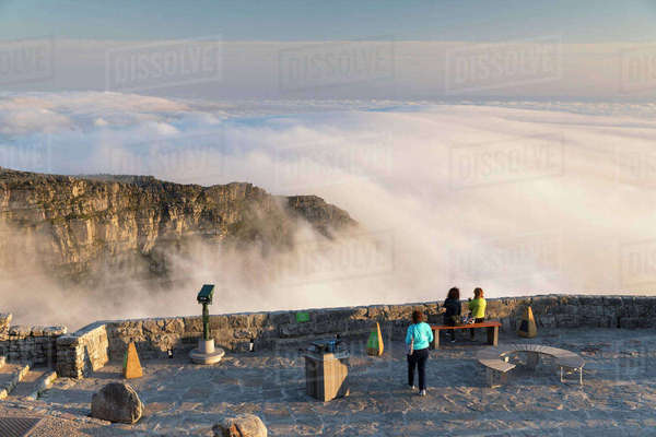 People on the summit of Table Mountain, Cape Town, Western Cape, South ...
