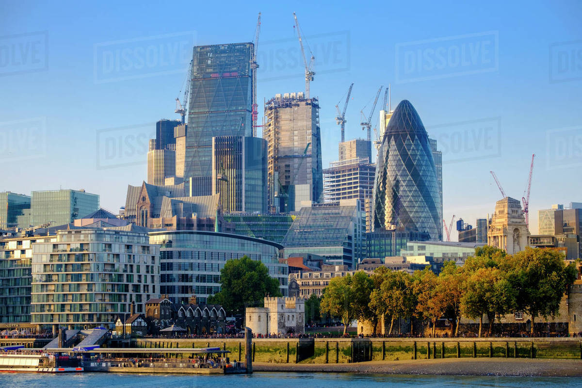 City of London financial district skyline, London, England, United ...