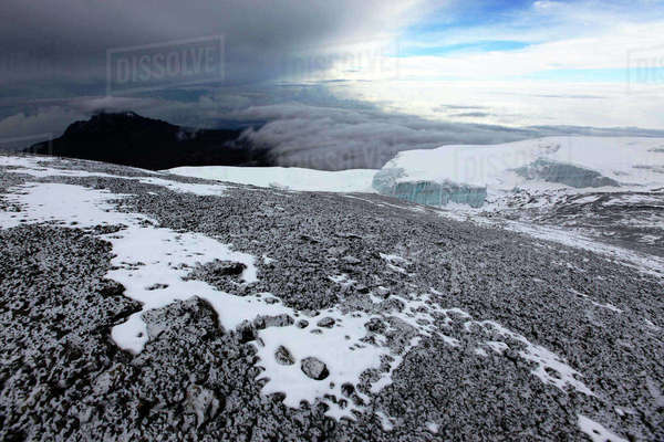 A dusting of fresh snow on the summit of Mount Kilimanjaro, UNESCO ...