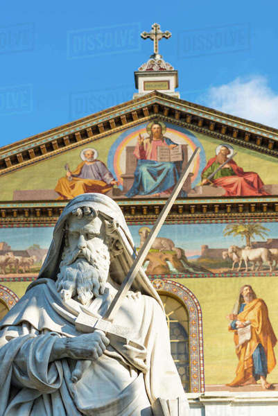 St. Paul's statue at the Papal Basilica of St. Paul outside the Walls ...