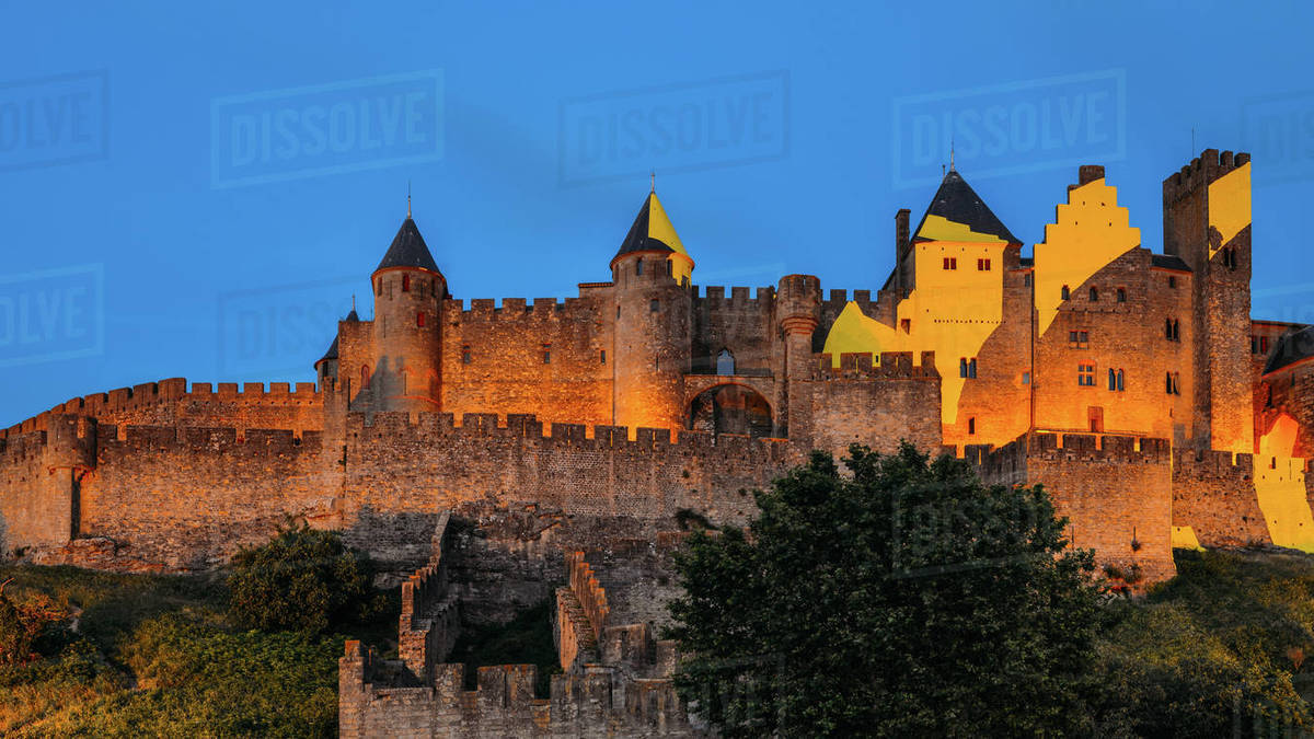Medieval citadel, Carcassonne, a hilltop town in southern France ...