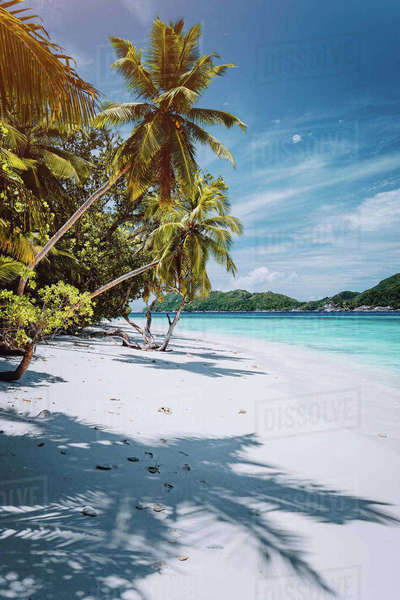 Vacation in faraway place. Paradise tropical beach with white sand and ...