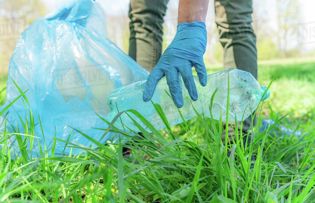 help the ecology of the planet by collecting garbage in nature. - Stock ...