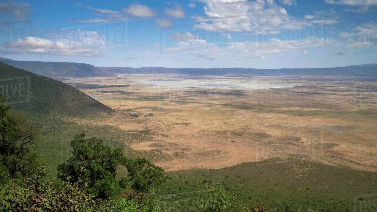 Shot of ngorongoro crater from the caldera rim- a part of the ...