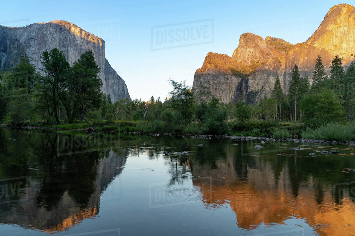 el capitan at sunset from valley view in yosemite national park of ...