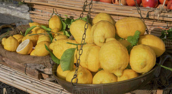 close up of lemons for sale at positano on the amalfi coast in southern ...