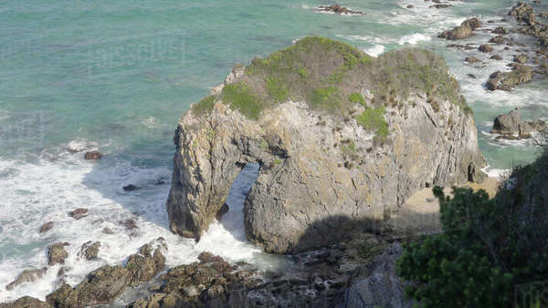 high angle close up of horse head rock at bermagui on the nsw south ...