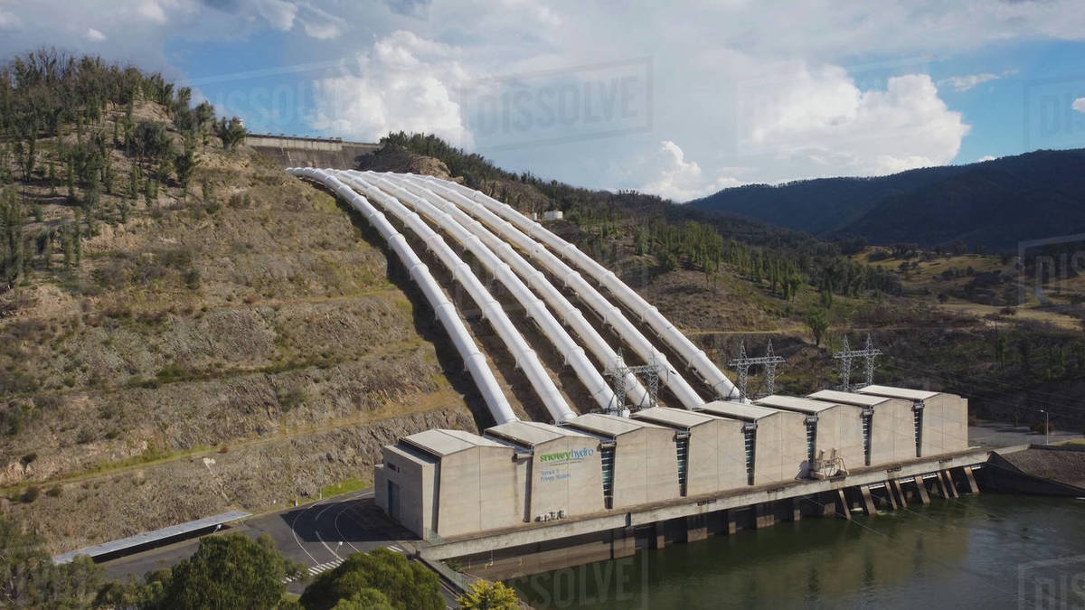 TALBINGO, AUSTRALIA: aerial view of talbingo dam inlet pipes and power ...