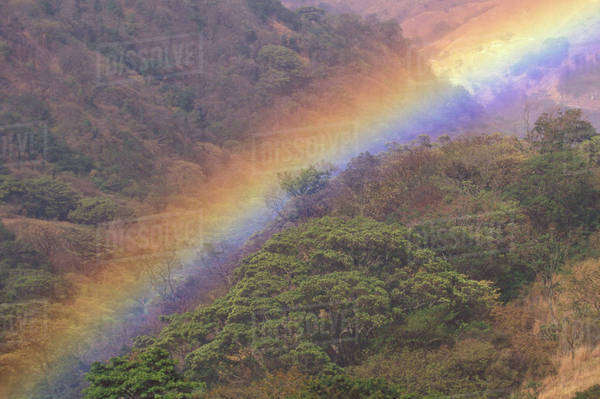 CA, Costa Rica, near Guacimal. Rainbow over rural valley - Royalty-free ...