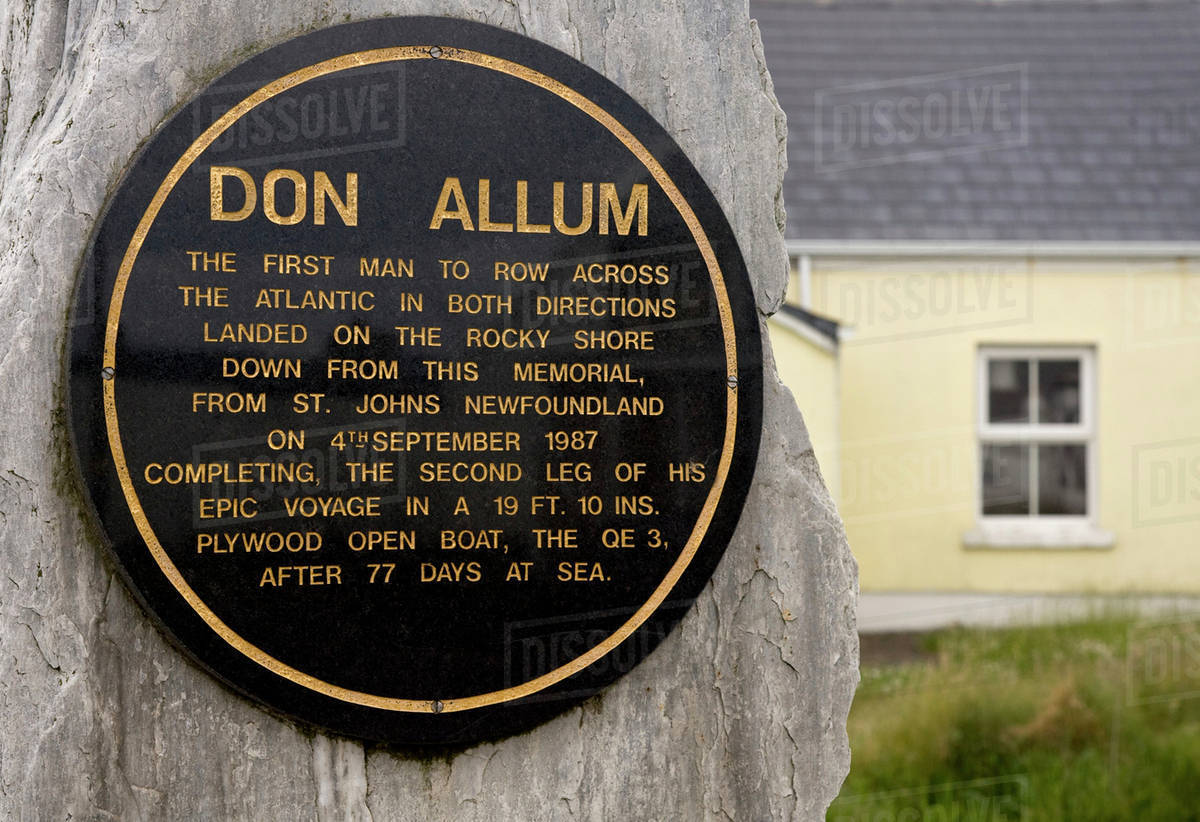 Ireland, County Mayo, Achill Island, Dooagh. Memorial plaque to first ...