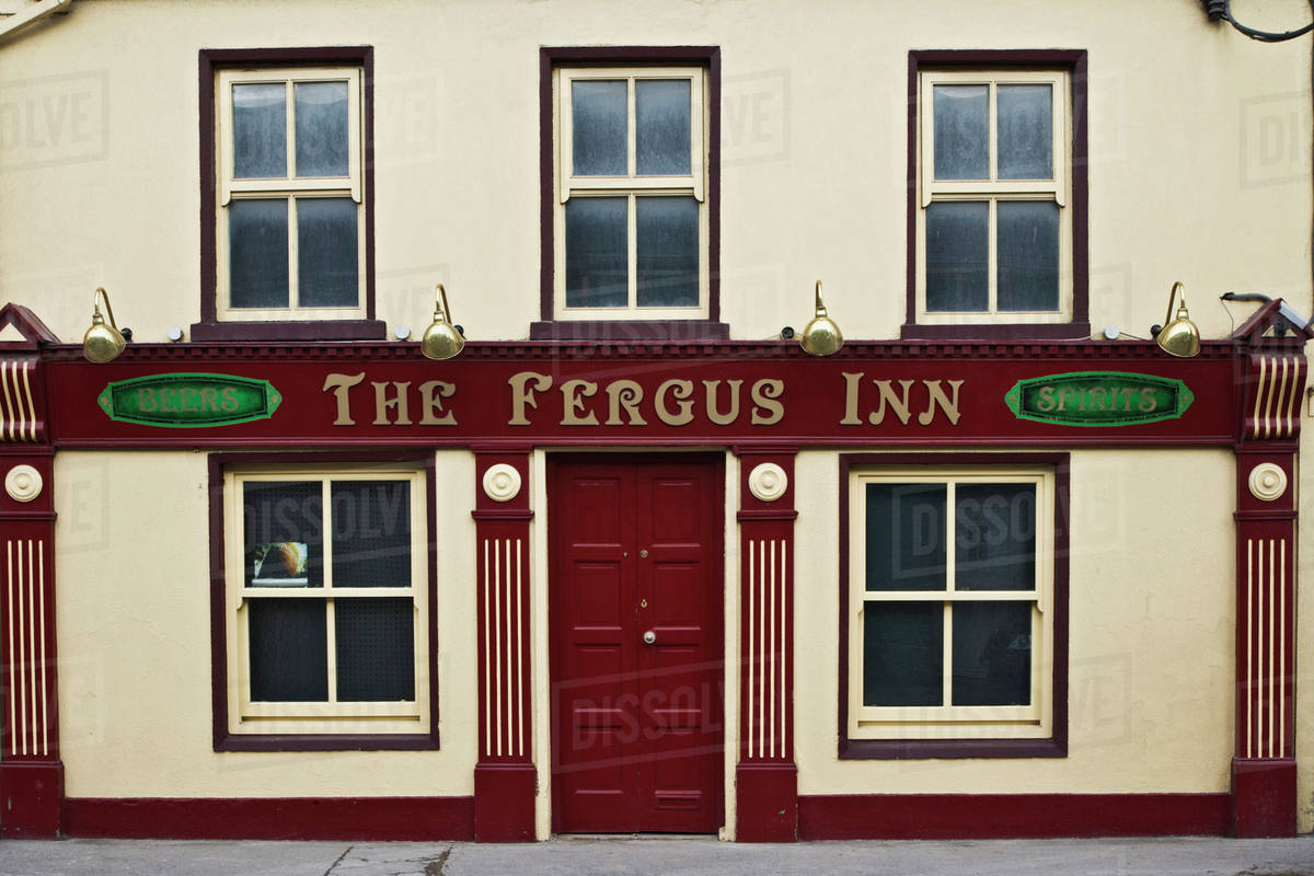 Ireland, Clarecastle. Exterior of The Fergus Inn pub. - Stock Photo ...