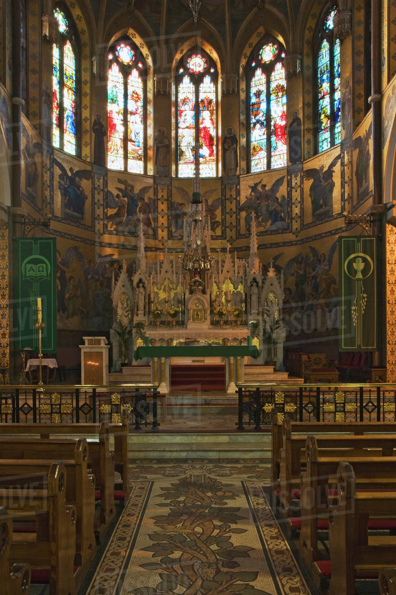 Ireland, Roscommon. Altar view inside Sacred Heart Church. - Stock ...