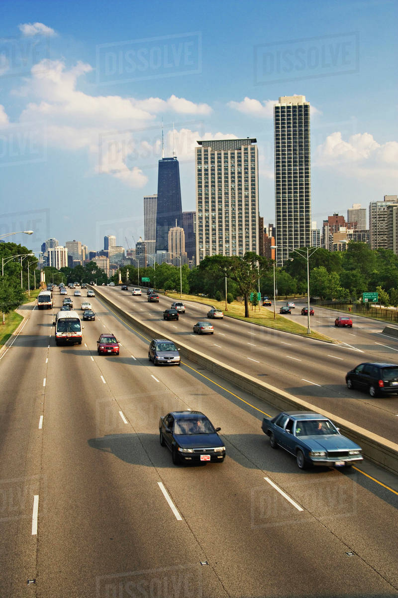 Traffic on freeway, Chicago, Illinois - Royalty-free Stock Photo | Dissolve
