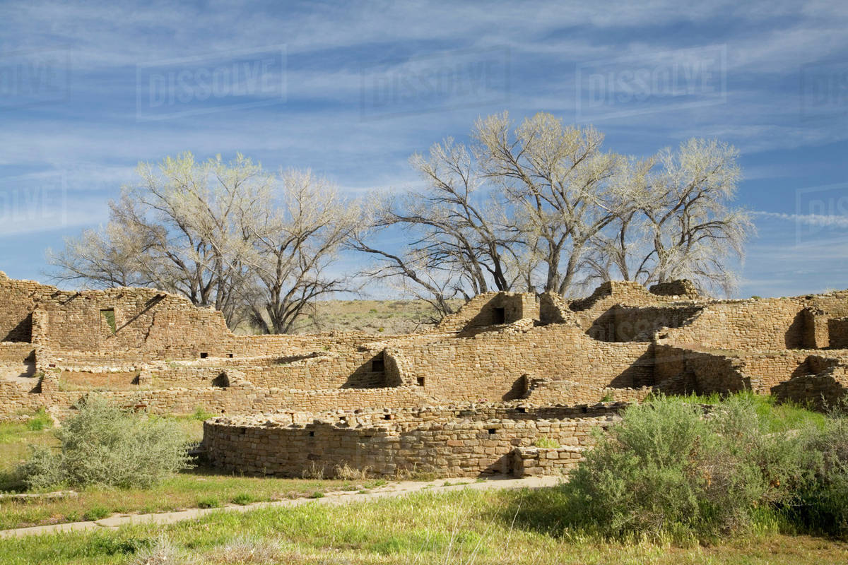 NM, New Mexico, Aztec, Aztec Ruins National Monument, West Ruin, built ...