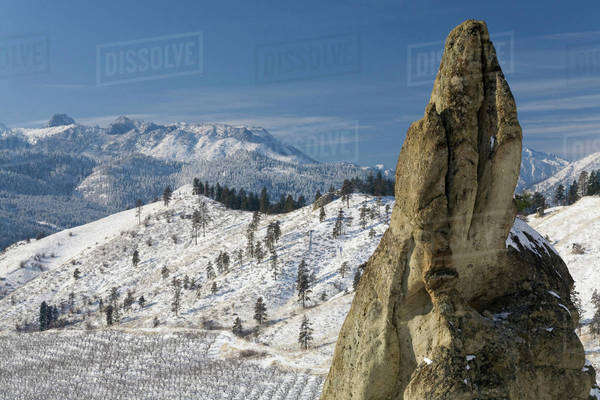 USA, Washington, Peshastin Pinnacles State Park. Jutting rock towers ...